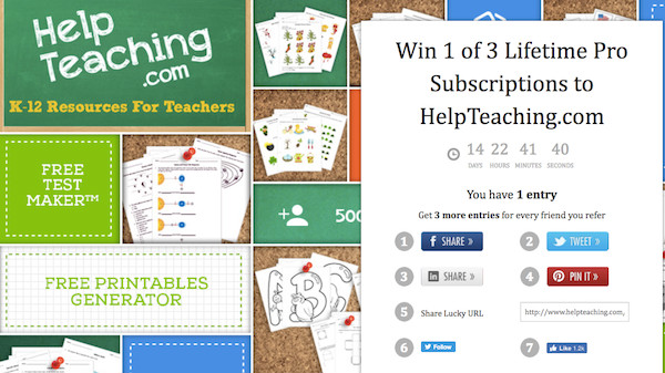 Win 1 of 3 Lifetime Pro Subscriptions to HelpTeaching.com