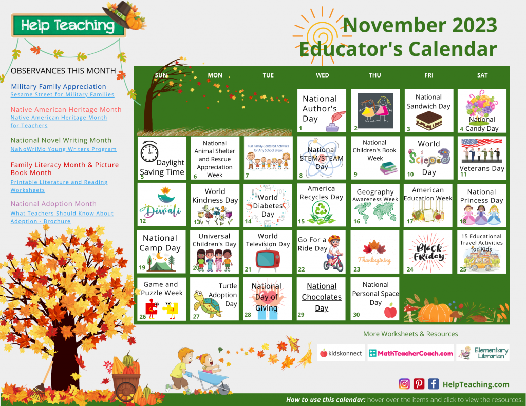 Educator's Calendar 2023 (US) - HelpTeaching.com HelpTeaching.com