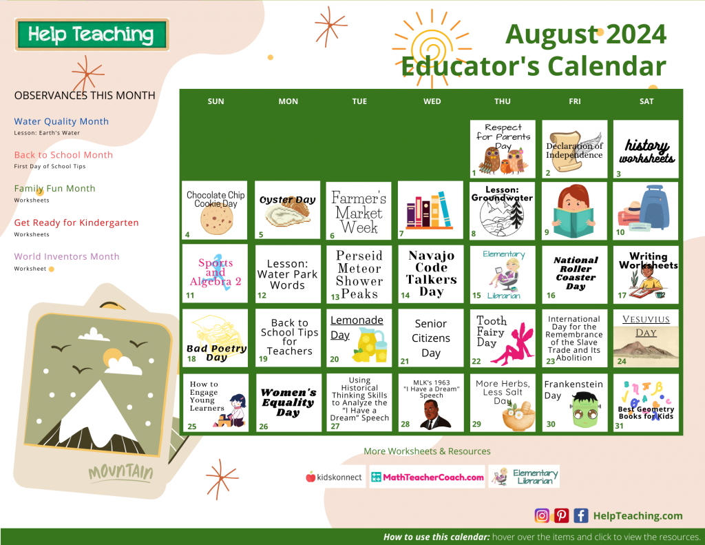Educator's Calendar 2024 (US) - HelpTeaching.com HelpTeaching.com