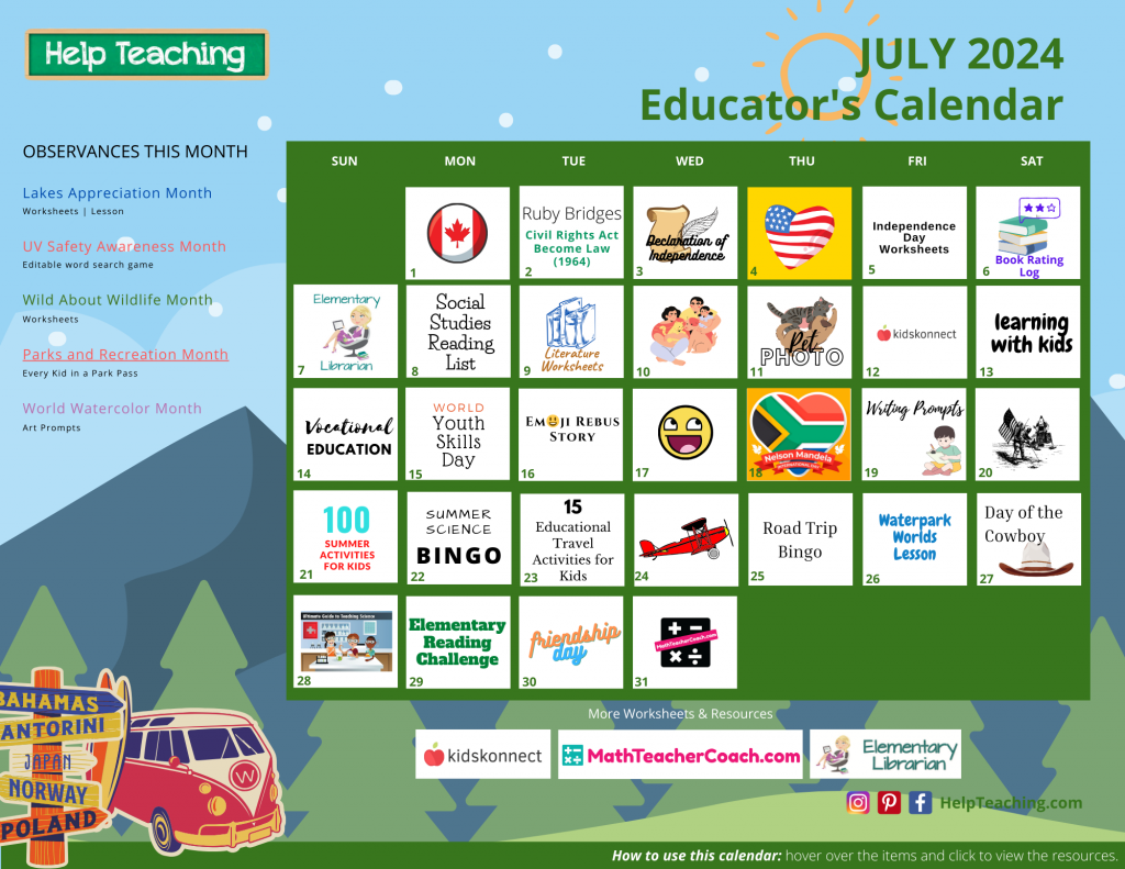 Educator's Calendar 2024 (US) - HelpTeaching.com HelpTeaching.com
