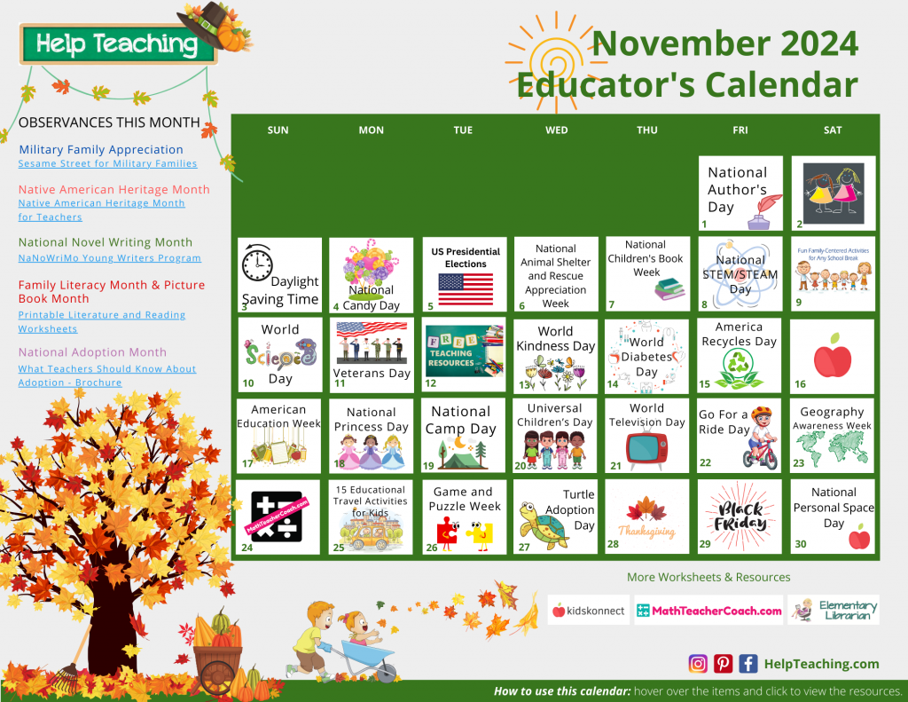 Educator's Calendar 2024 (US) - HelpTeaching.com HelpTeaching.com