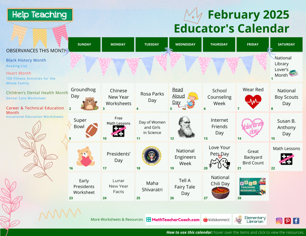 Educator's Calendar 2025 (US) - HelpTeaching.com HelpTeaching.com